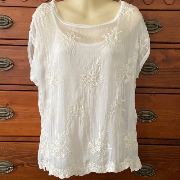 Angela Moda | Tops | Angela Moda Made In Italy Sheer Silk Floral ...